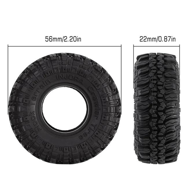 Injora 1.0" 56*22mm Soft Rubber Rock Terrain Reifen für 1/24 RC Crawl